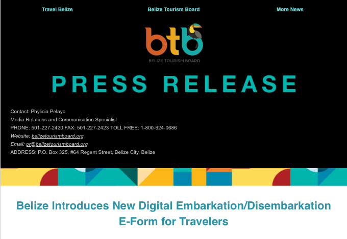 Belize Introduces New Digital Embarkation/Disembarkation E-form for ...